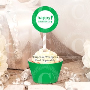 Green Birthday Cupcake Toppers Printable Instant Download - Etsy