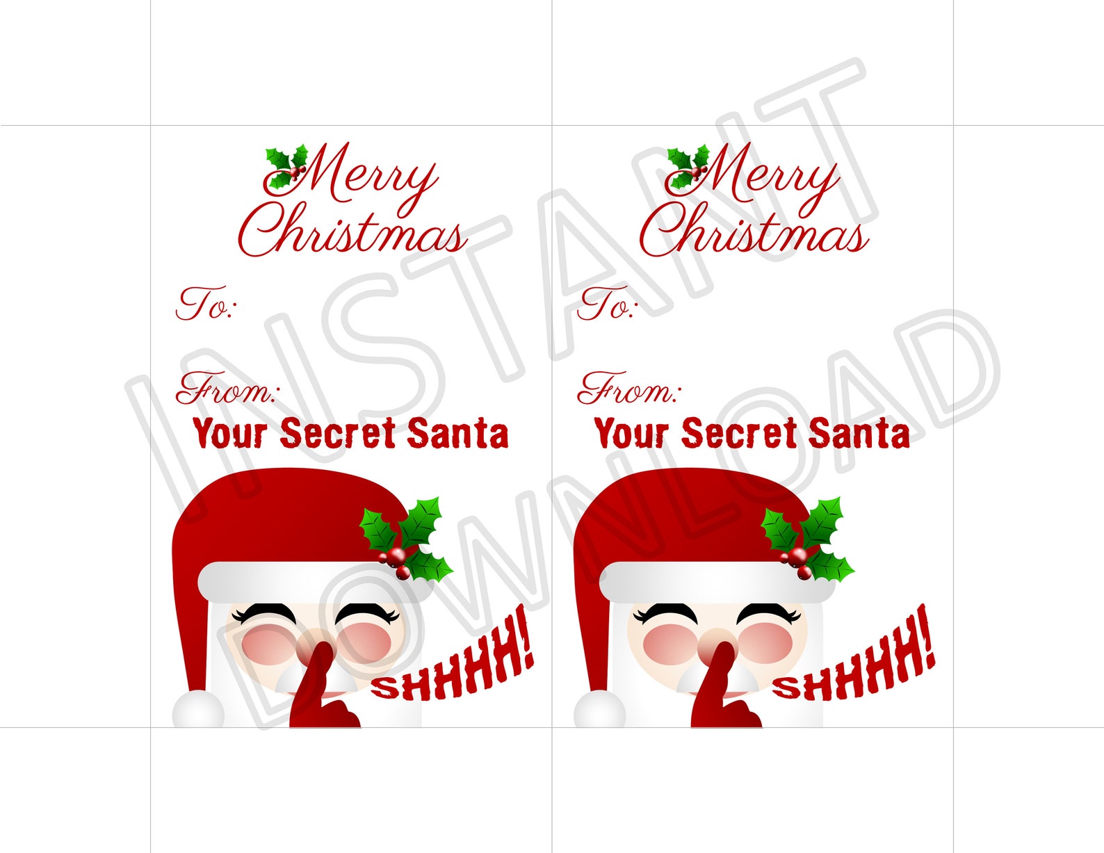 Secret Santa Gift Tag Stickers Printable Instant Download - Etsy