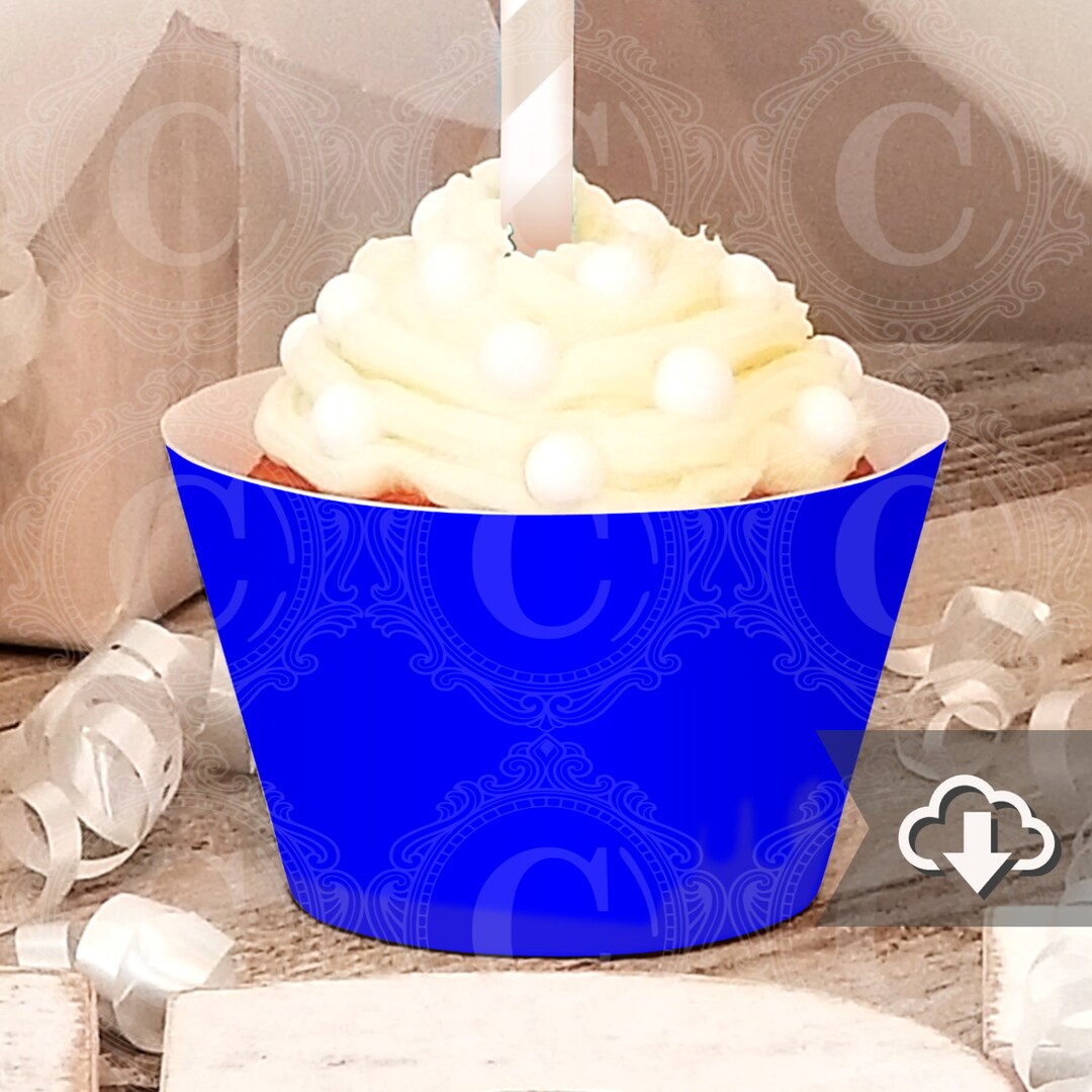 Solid Royal Blue Cupcake Wrapper Instant Download, Party Decorations - Etsy