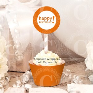 Orange Birthday Cupcake Toppers Printable Instant Download - Etsy