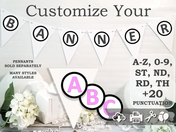 Pink Banner Alphabet Letters for Personalized Banner, PDF Printables ...
