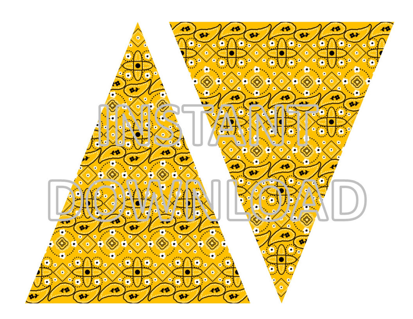 Gold Yellow Bandana Banner Printable Bandanna Banner DIY - Etsy