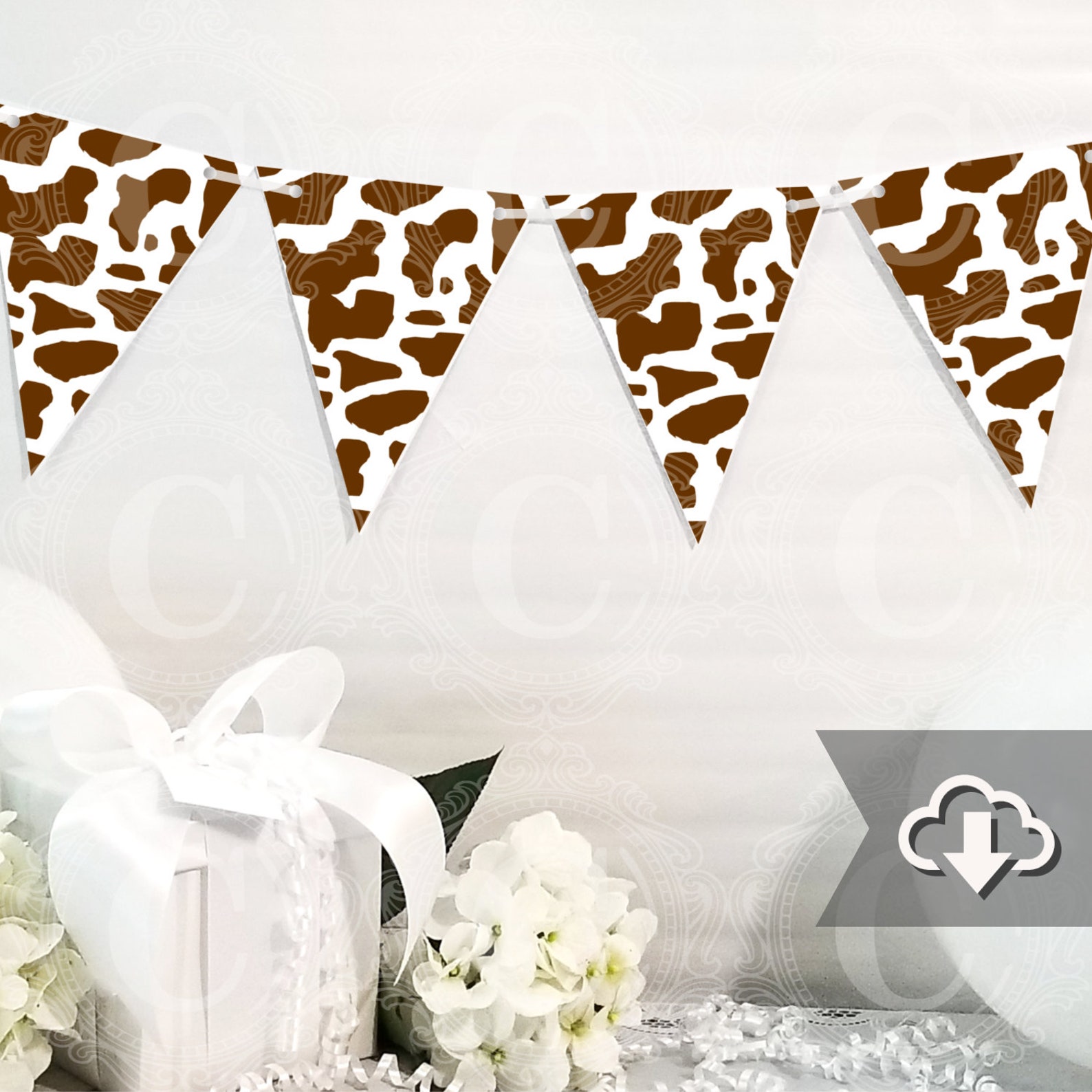 Brown Cow Print Banner Printable DIY Custom Banner Farm - Etsy