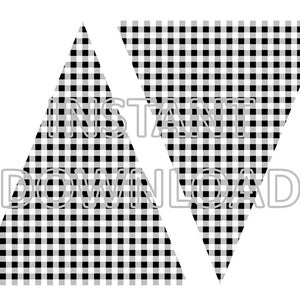 Black Gingham Banner Printable, DIY Custom Banner, Bunting Banner ...