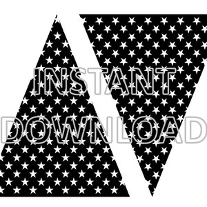 Black Star Banner Printable, DIY Custom Banner, Black Bunting Banner ...