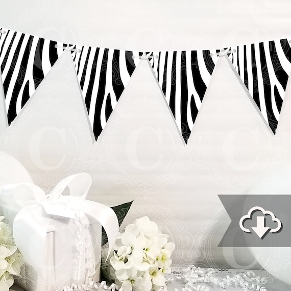 Zebra Print Banner Printable DIY Custom Banner Black White | Etsy