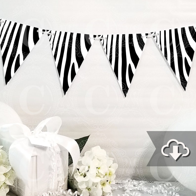 Zebra Print Banner Printable DIY Custom Banner Black White | Etsy