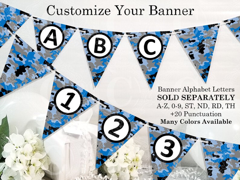 Blue Camo Camouflage Banner Printable DIY Custom Banner - Etsy