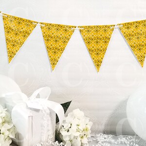 Gold Yellow Bandana Banner Printable, Bandanna Banner, DIY Custom ...
