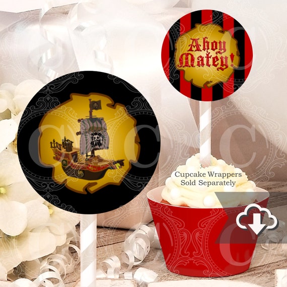 Pirate Cupcake Toppers Printable, Boys Party Decor, Instant Download ...
