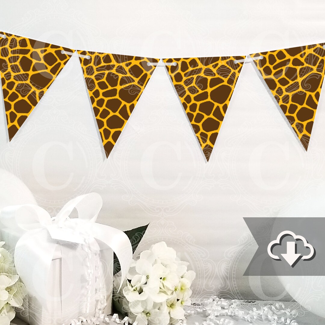 Gold Giraffe Banner Printable, DIY Custom Banner, Jungle Safari, Animal ...