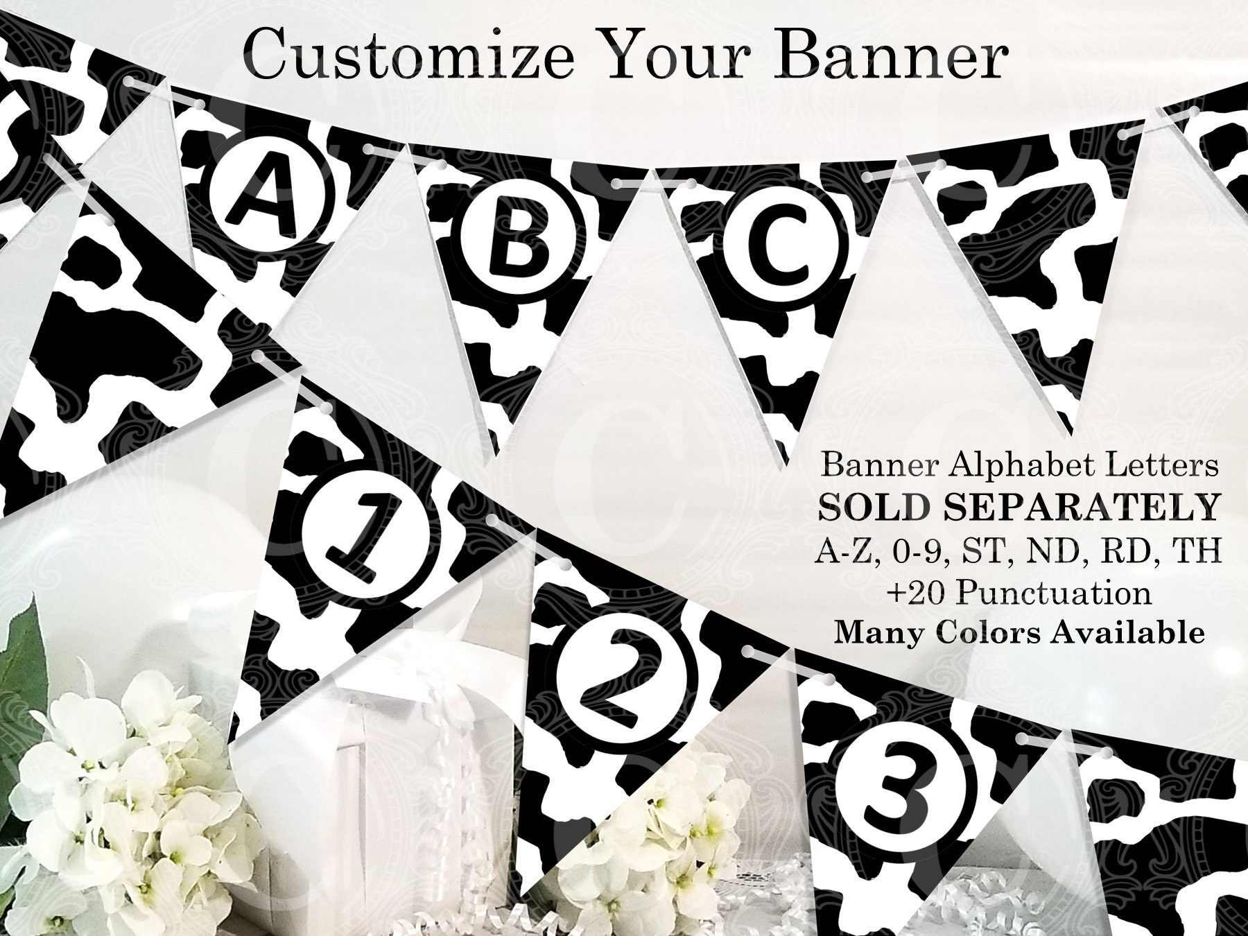 Black Cow Print Banner Printable DIY Custom Banner Bunting - Etsy Australia