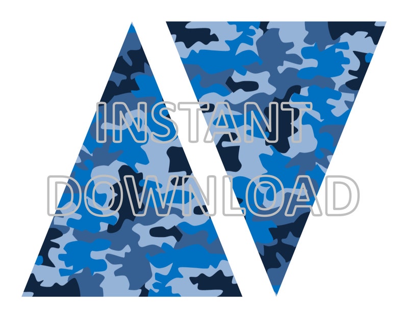 Blue Camo Camouflage Print Banner Printable DIY Custom - Etsy