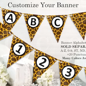Gold Giraffe Banner Printable, DIY Custom Banner, Jungle Safari, Animal ...