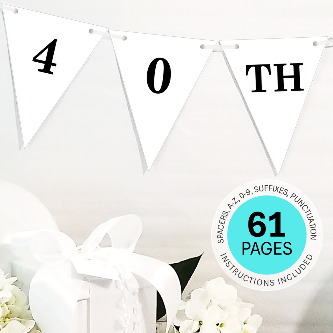 40th Birthday Banner Template Custom Happy 40th Birthday Banner ...