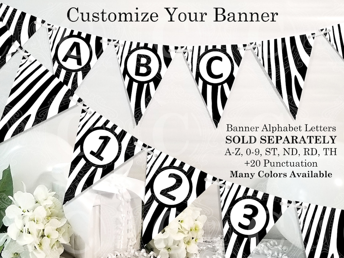 Zebra Print Banner Printable DIY Custom Banner Black White - Etsy