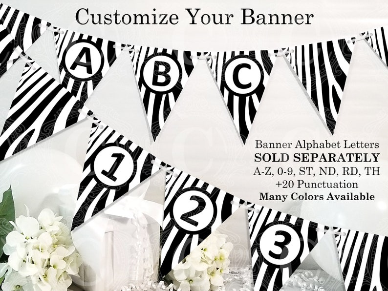 Zebra Print Banner Printable DIY Custom Banner Black White | Etsy