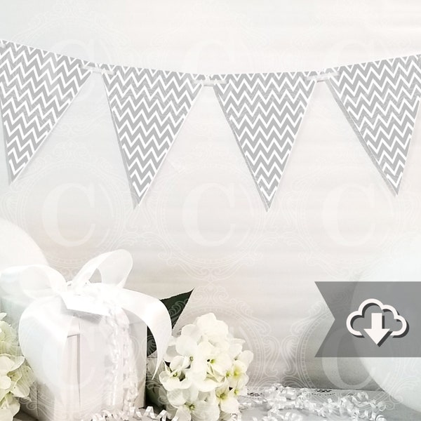 Grey Chevron Banner - Etsy
