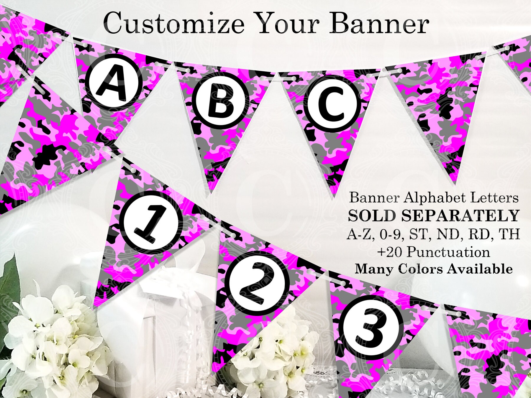 Pink Camo Banner Printable Camouflage DIY Custom Banner | Etsy