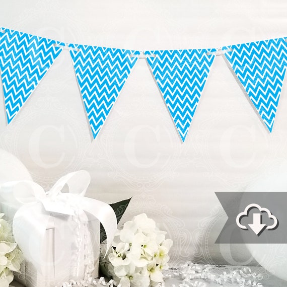 Turquoise Banner Pennants, Turquoise Garland, PDF Printables, DIY Party ...