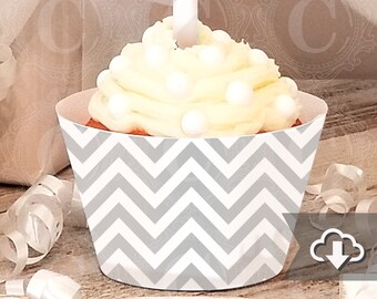 Grey Cupcake Wrapper | Etsy