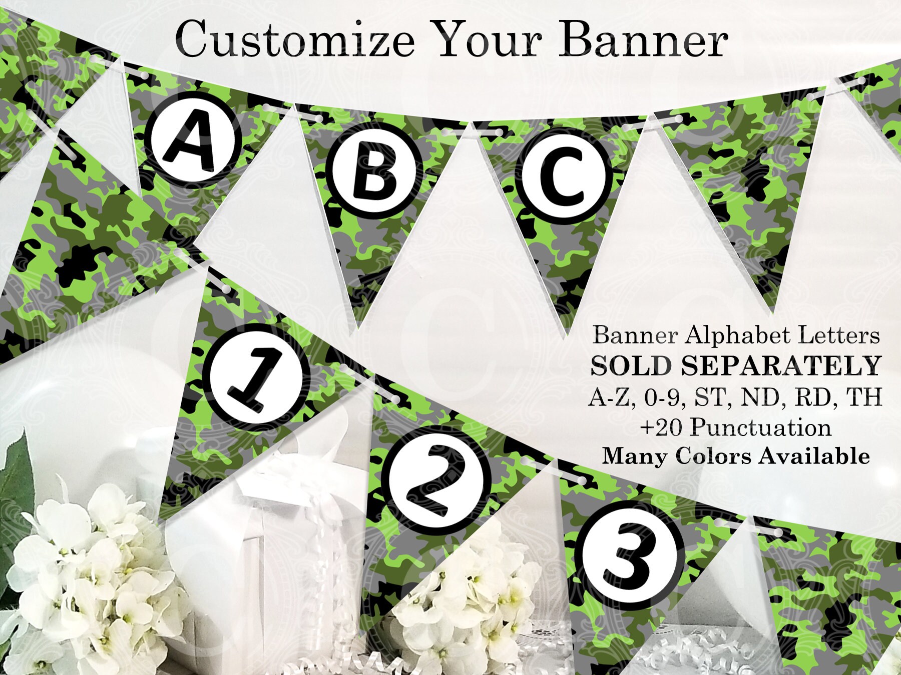 Green Camo Camouflage Banner Printable DIY Custom Banner | Etsy