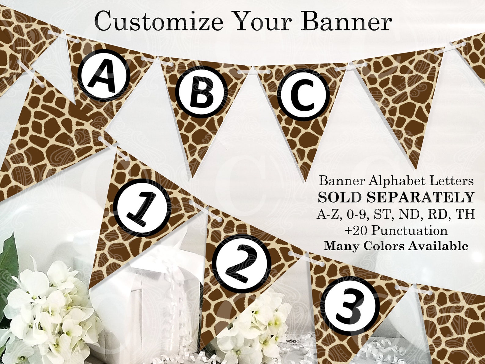 Brown Giraffe Print Banner Printable DIY Custom Banner - Etsy