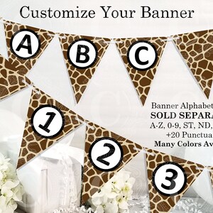 Brown Giraffe Print Banner Printable, DIY Custom Banner, Bunting Banner ...