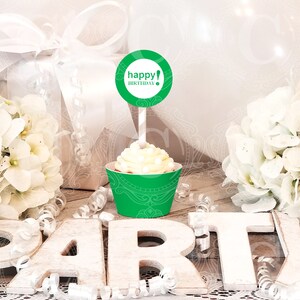 Green Birthday Cupcake Toppers Printable Instant Download - Etsy