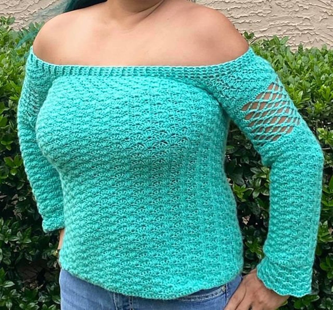 Pdf-off the Shoulder Goddess Sweater Crochet Pattern Woman Sizes XS-4XL ...