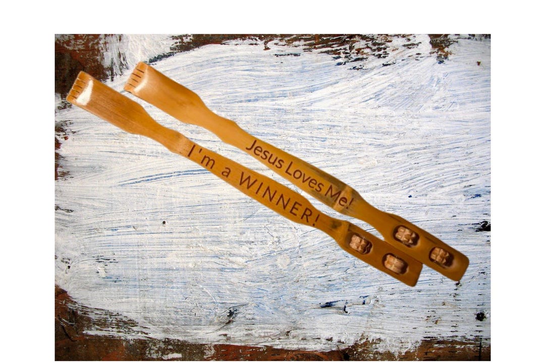 Personalized Bamboo Back Scratcher With Massage Rollers: Laser Engraved ...