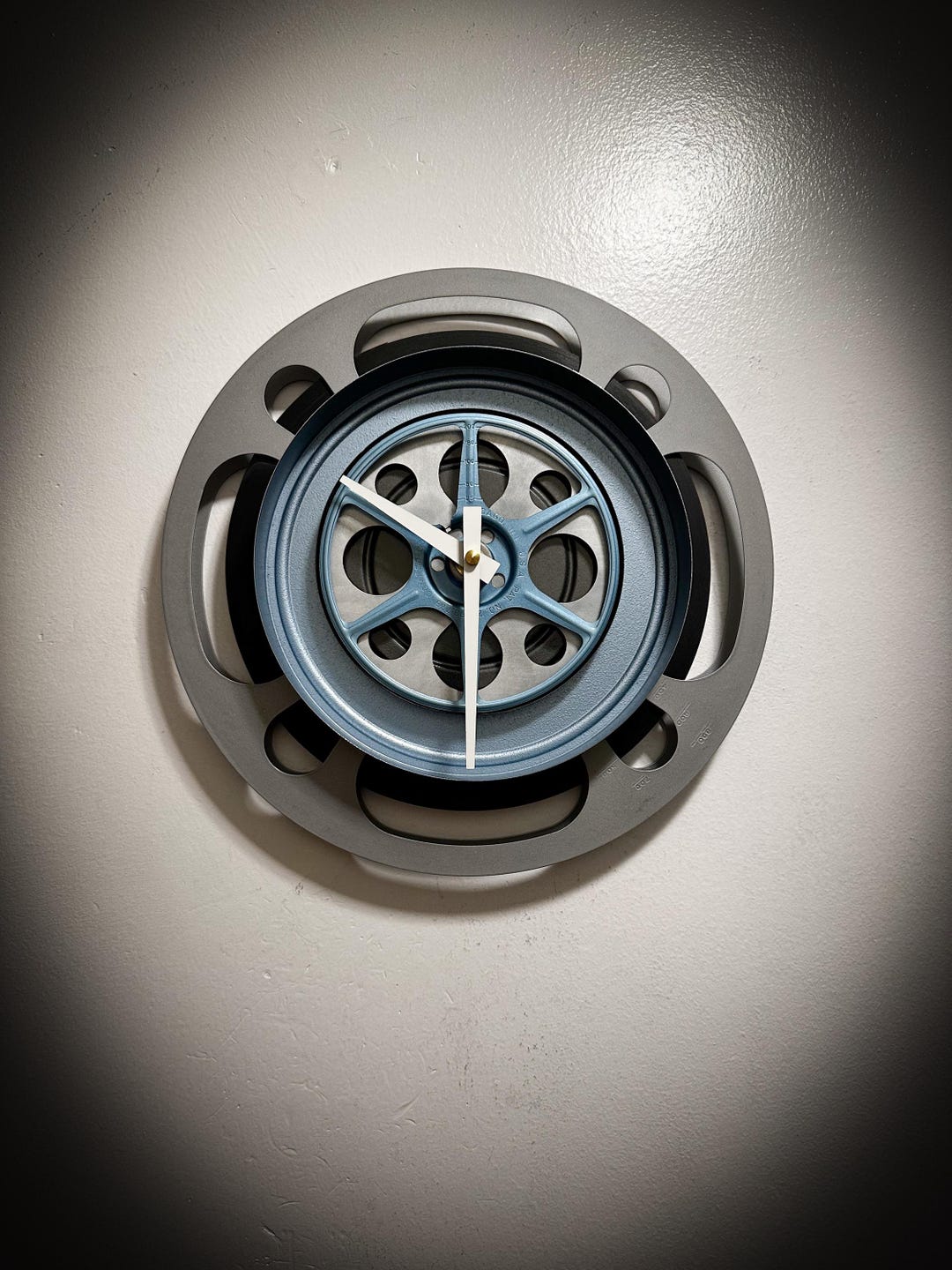 Blue and Silver Film Reel Wall Clock, Filmmakers Gift, Home Theater ...