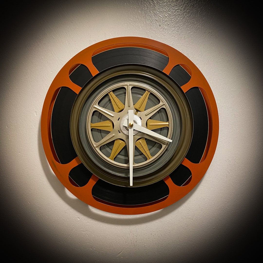 Mid Century Film Reel Wall Clock, Home Office Movie Decor, Filmmaker ...