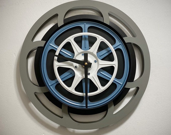 Gray and White Film Reel Wall Clock, Home Office Clock for Walls ...