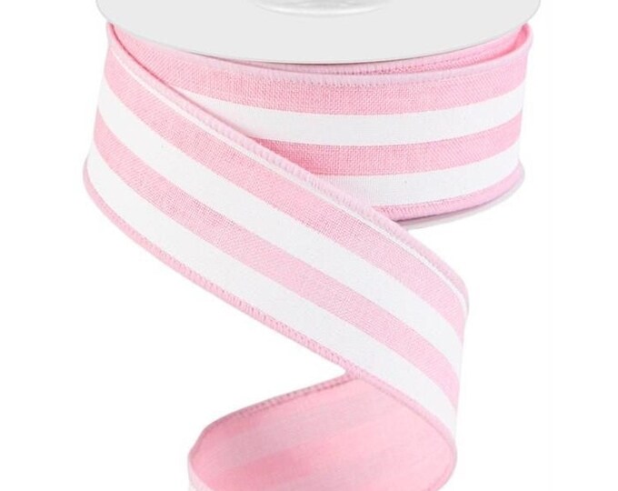 Wired Pink Ribbon, by the Roll 1.5" X 10yd Pink and White Stripe. - Etsy