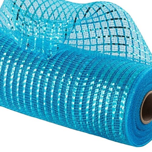 Tinsel Turquoise Deco Mesh 10.5x10yd Wide Tinsel Foil | Etsy