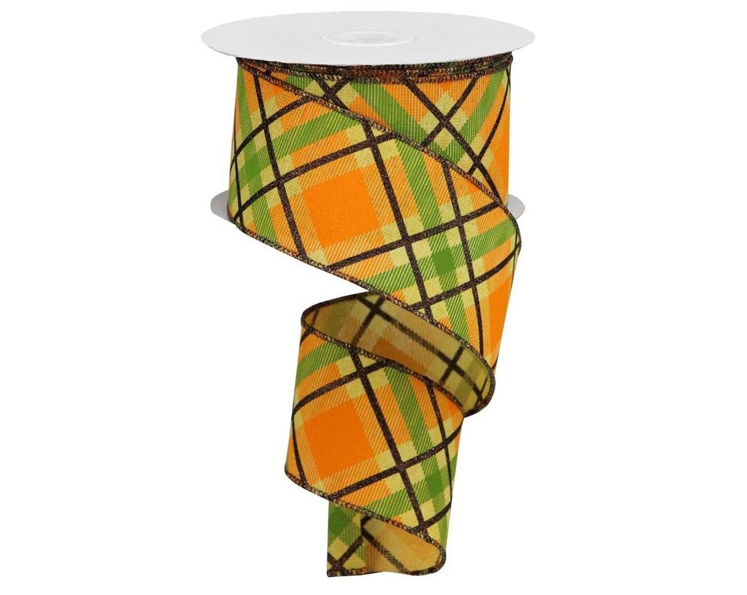 Wired Glitter Plaid Ribbon 2.5"x10yd Fall Ribbon, Glitter Plaid on ...