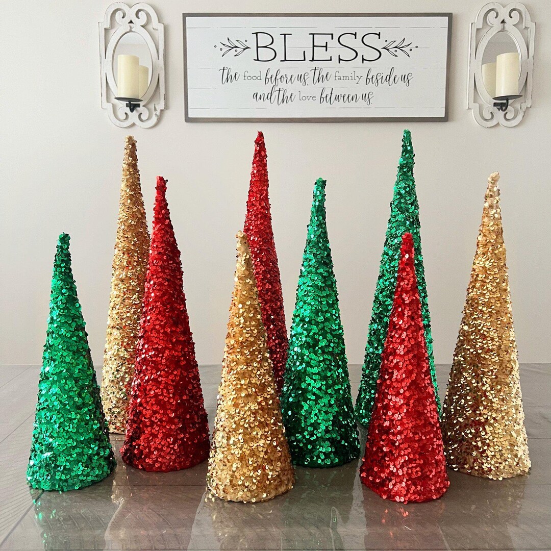 Velvet Sequin Trees, Set of 3, Choose Your Color, Table Decor ...