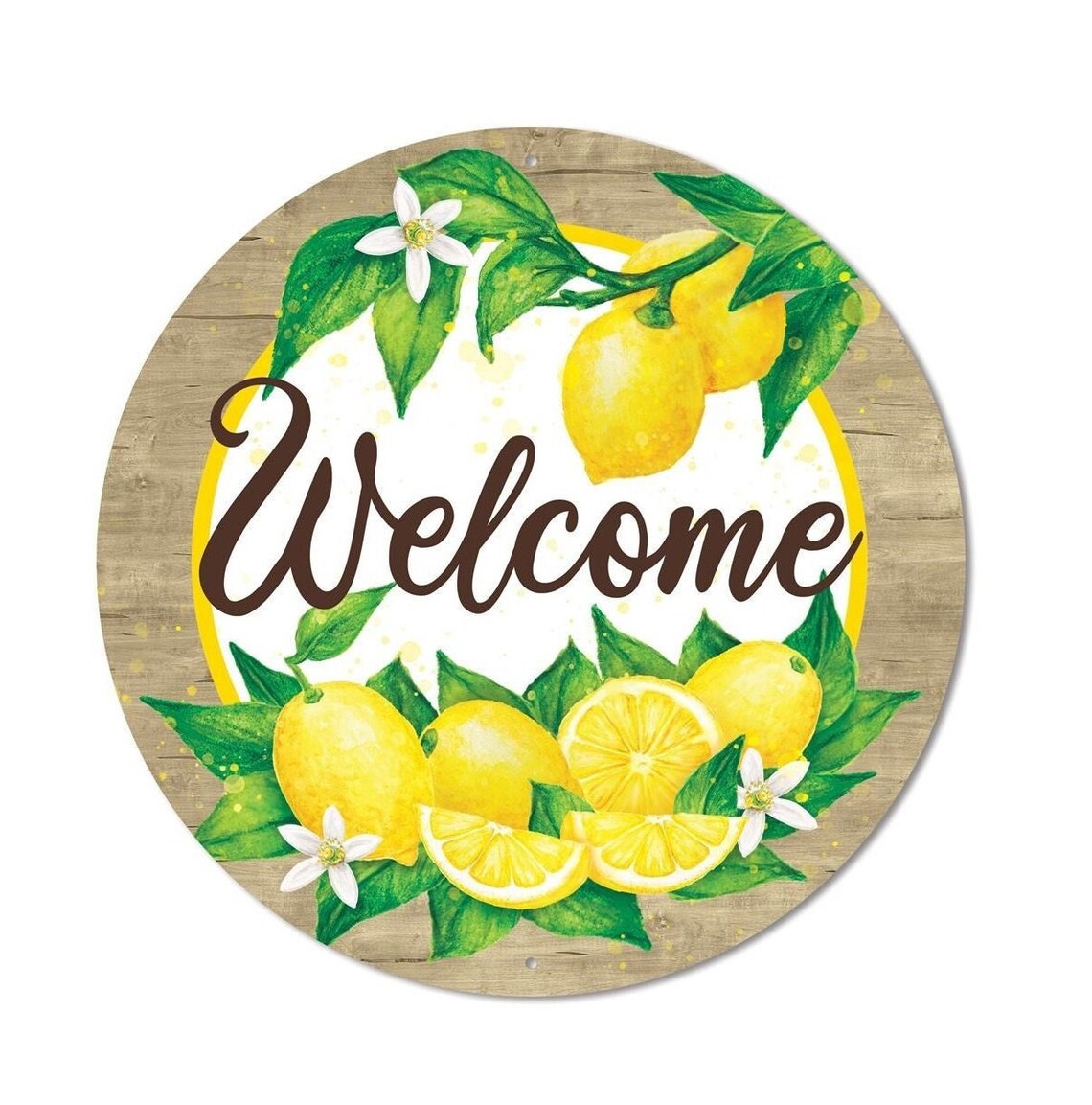 Metal Lemon Wreath Sign 12dia Welcome Lemon Wreath - Etsy