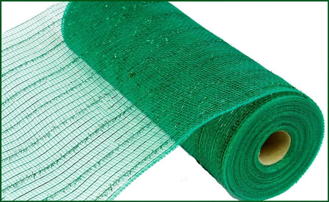 Tinsel Emerald Metallic Mesh 10.5"x10yd Poly Deco Mesh Wreath Making ...