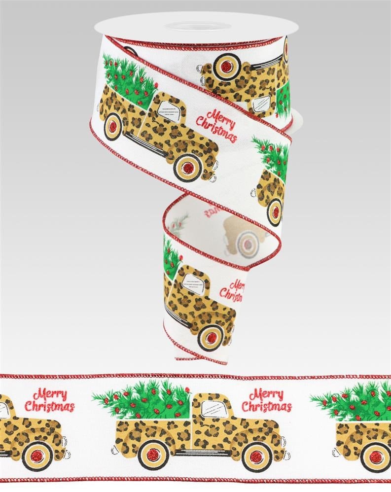 Wired Christmas truck ribbon leopard print truck | Etsy