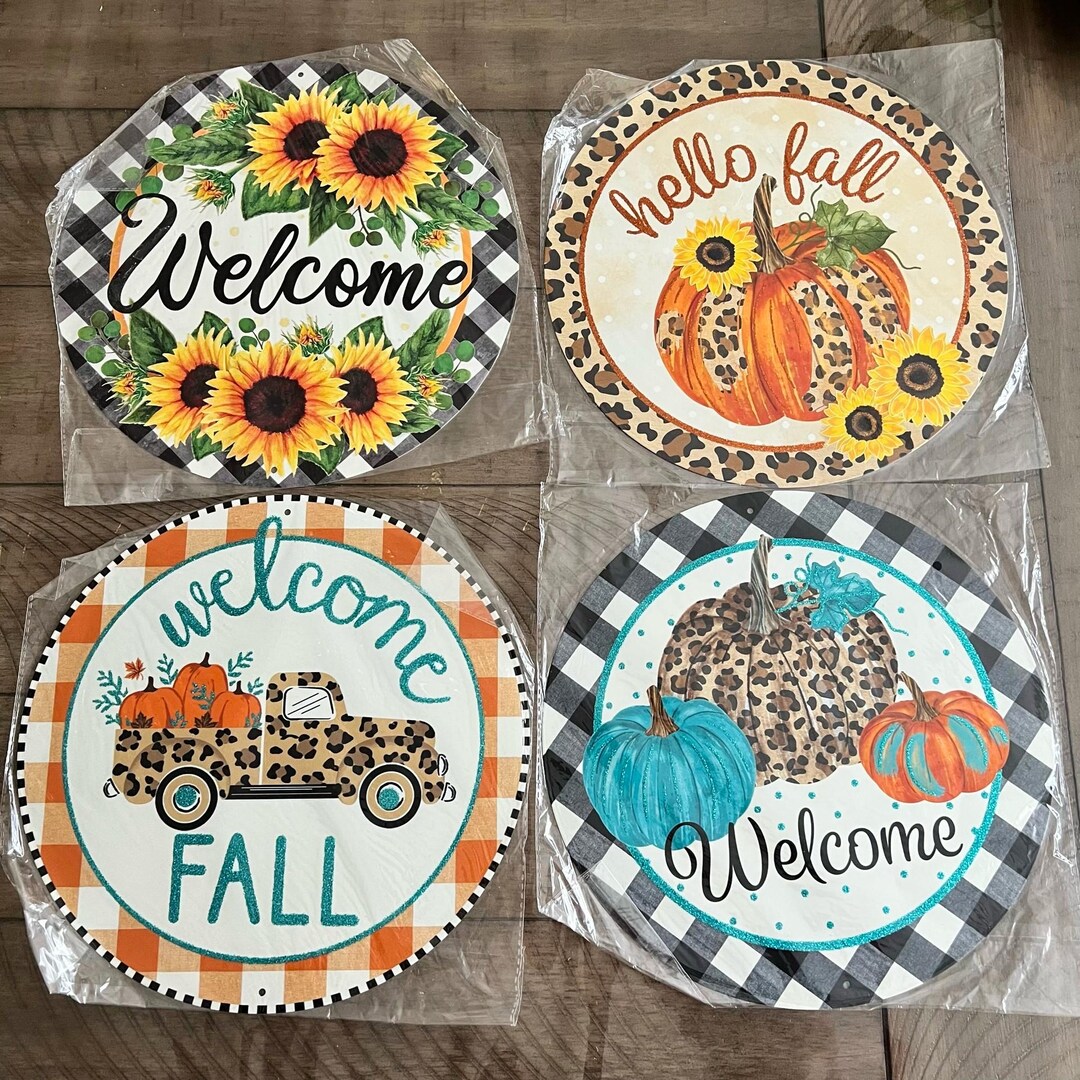 Wreath Sign Bundle, 4X 12"dia Metal Wreath Signs. Y3 - Etsy
