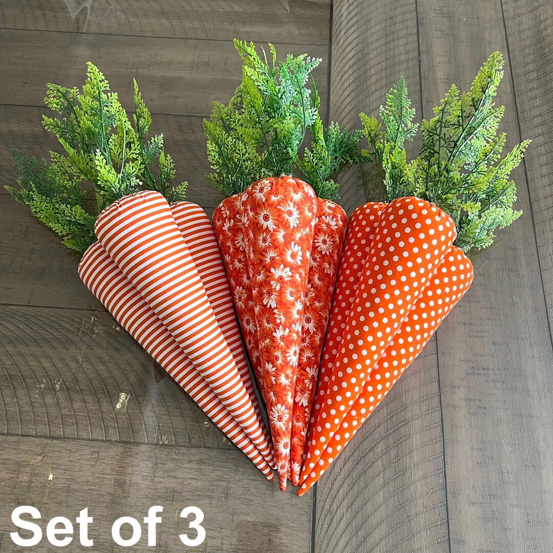 Fabric Carrots, Set of 3 Large Cotton Fabric Carrots. Easter Decor ...