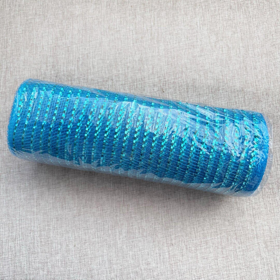 Turquoise Deco Mesh 10"x10yd Wide Foil Mesh Wreath Making. - Etsy