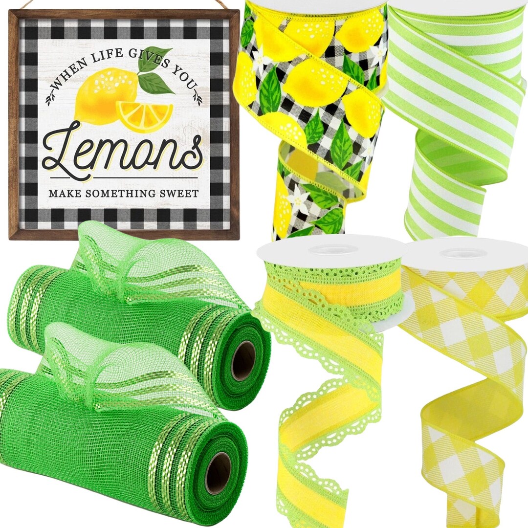 Lemon Wreath Kit Deco Mesh Wired Ribbon Wreath Sign. - Etsy