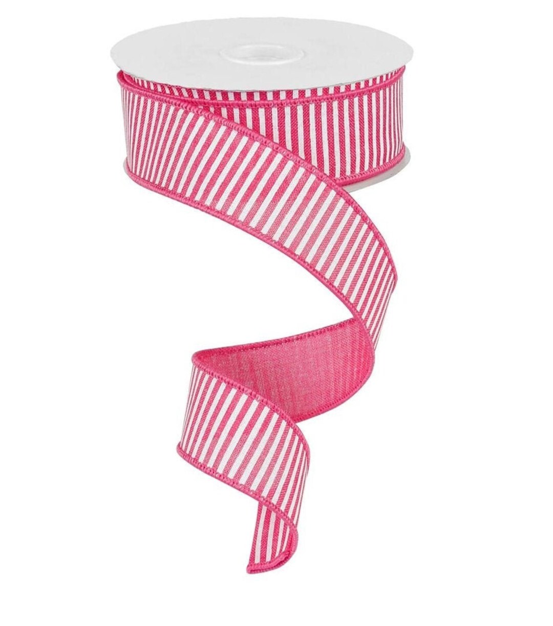 Wired Hot Pink Stripes Ribbon, 1.5"x10yd. Canvas Hot Pink/white ...