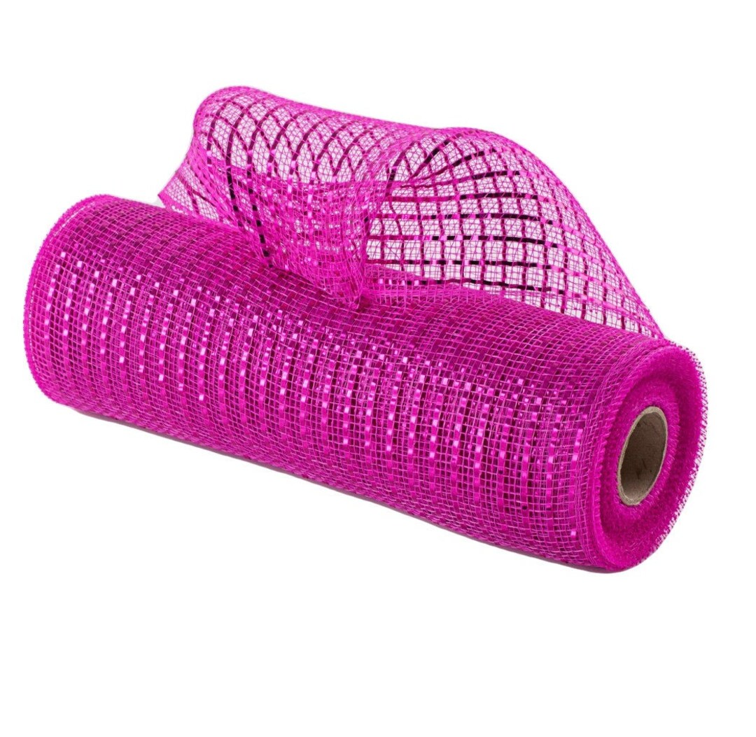 Hot Pink Deco Mesh 10.5x10yd Wide Foil Poly Deco Mesh Wreath Supplies ...