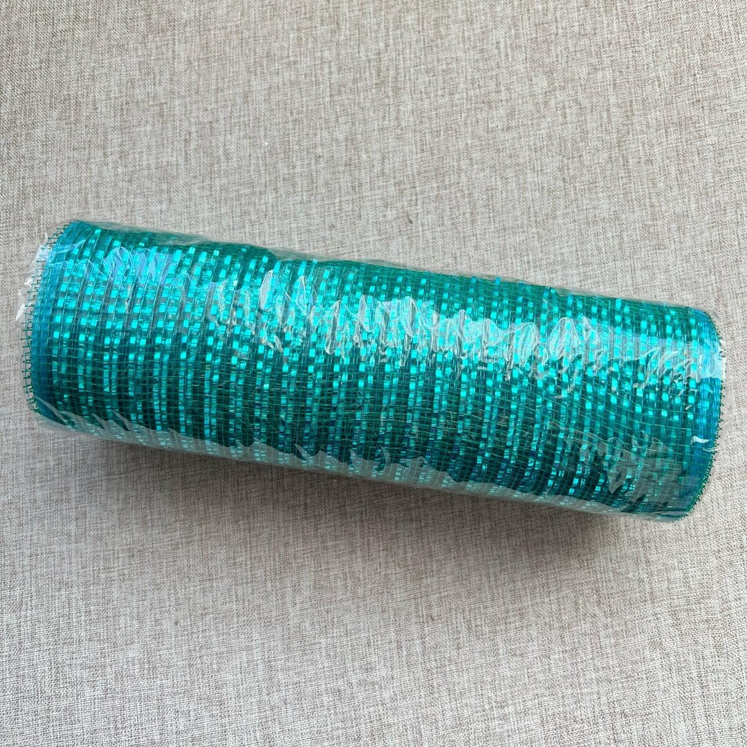 Teal Deco Mesh 10"x10yd Wide Foil Mesh Wreath Making. - Etsy