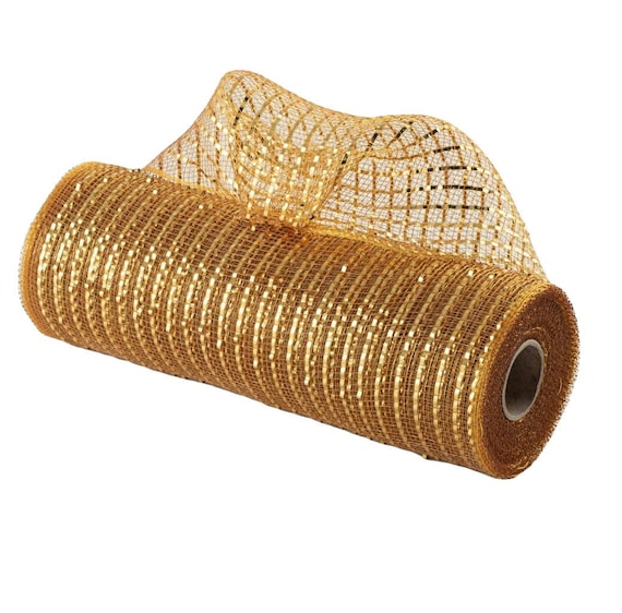 Brown Gold Deco Mesh 10.5x10yd Wide Foil Mesh Wreath | Etsy