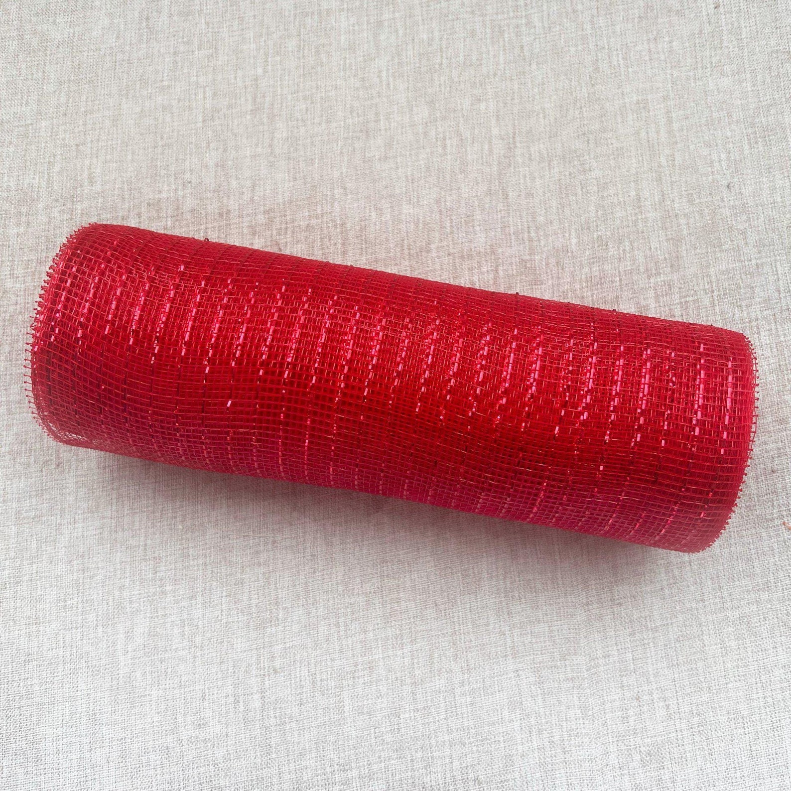 Red Metallic Deco Mesh 10.5"x10yd Poly Deco Mesh Wreath Making RE130124 ...